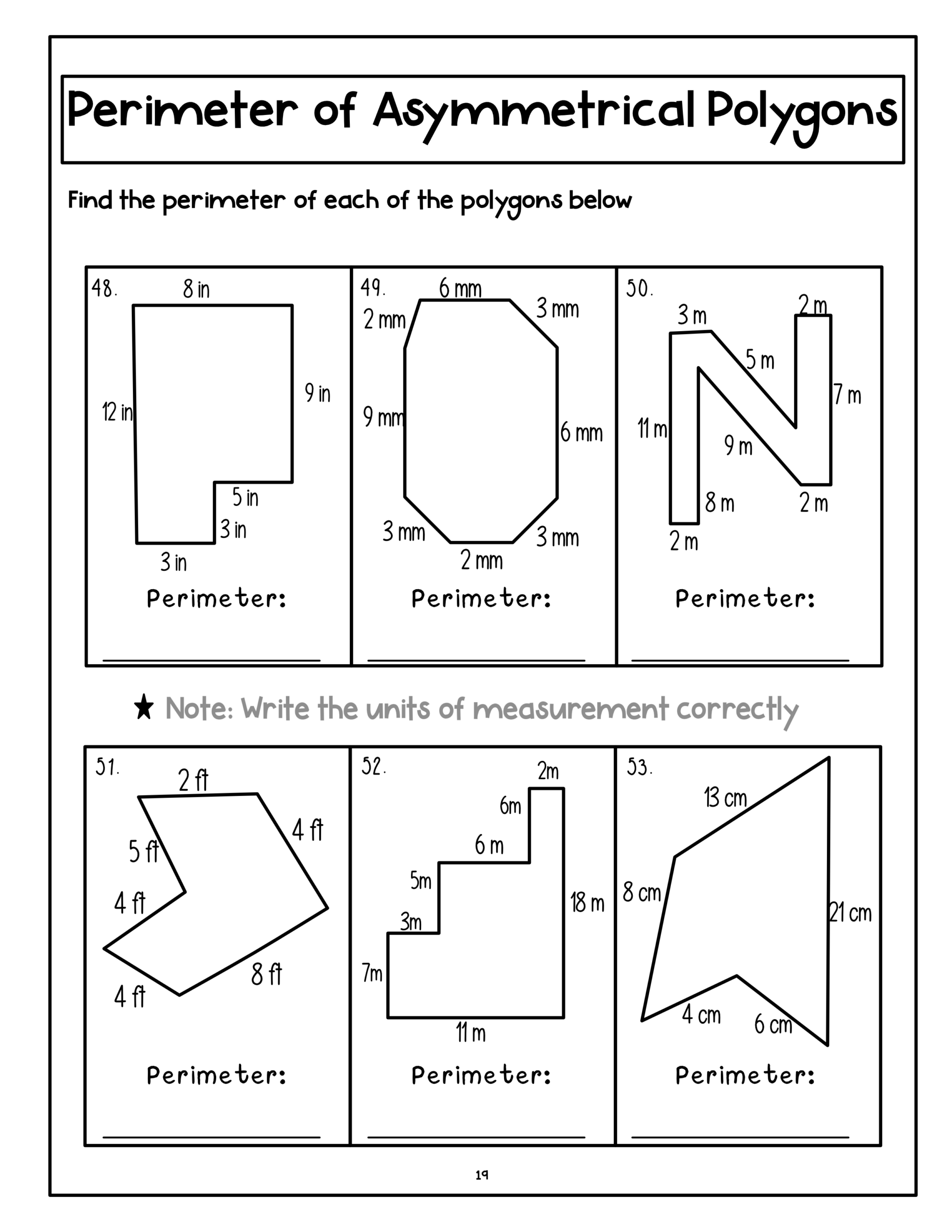 Measuring Perimeter Area: Geometry Math Practice Workbook - From Books ...