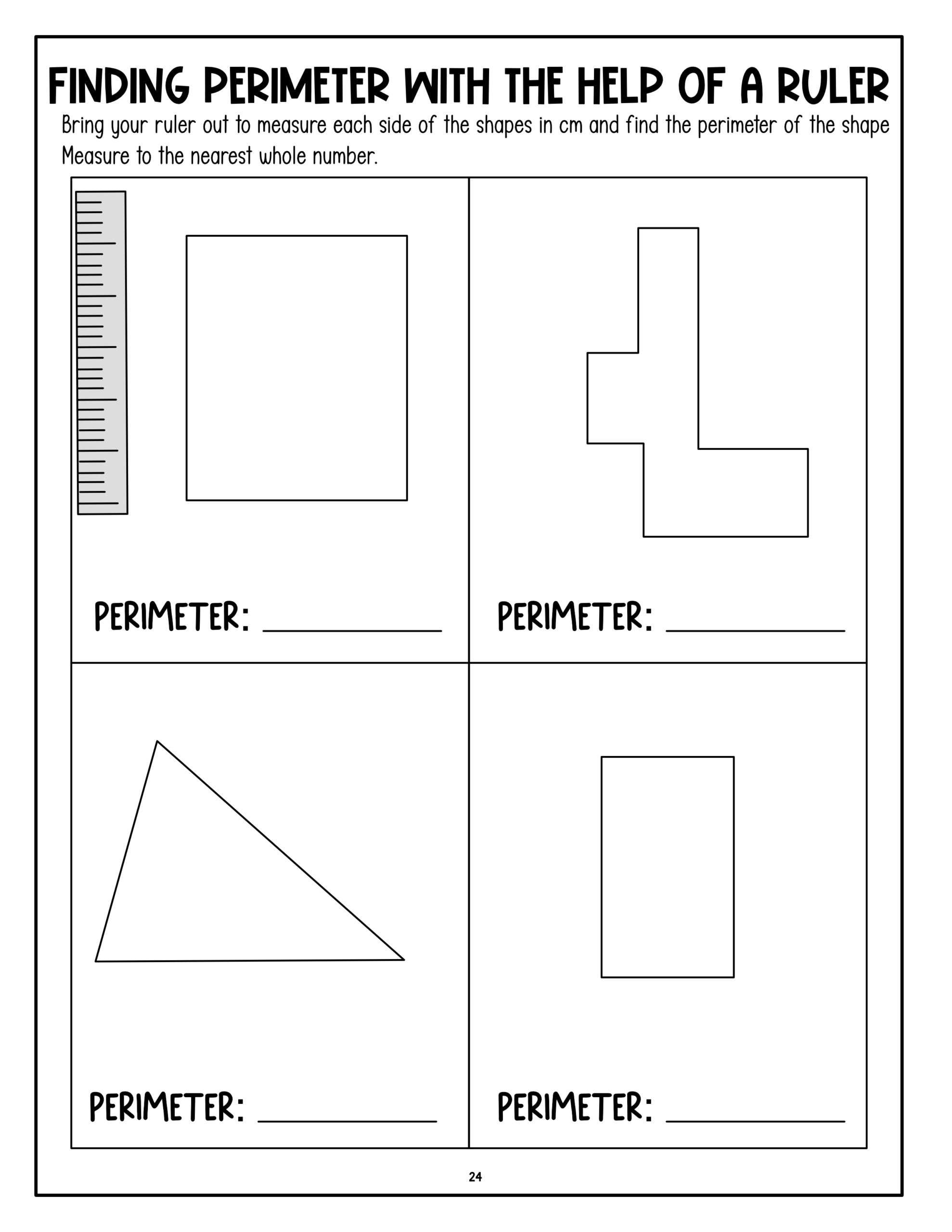 Measuring Perimeter Area: Geometry Math Practice Workbook - From Books ...