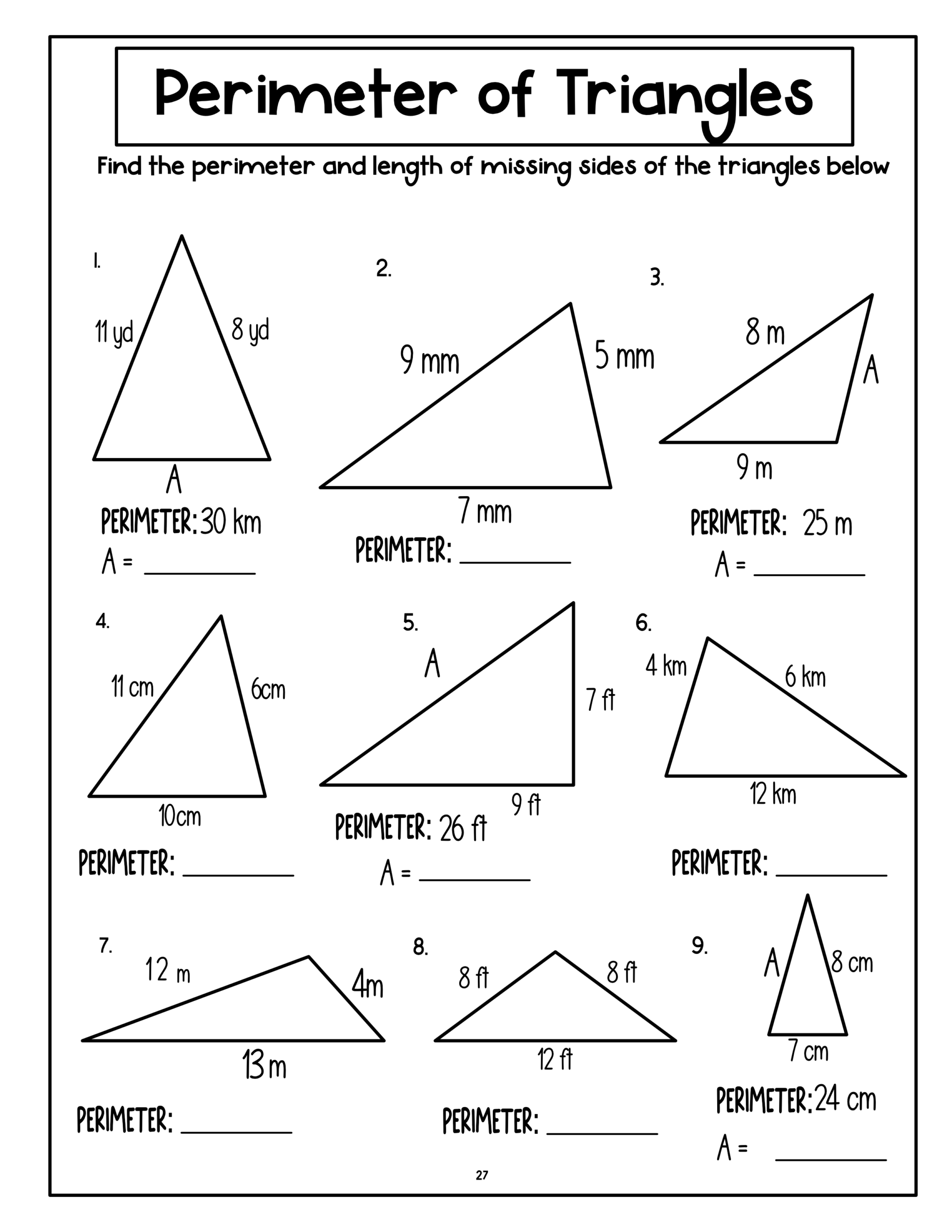 Measuring Perimeter Area: Geometry Math Practice Workbook - From Books ...