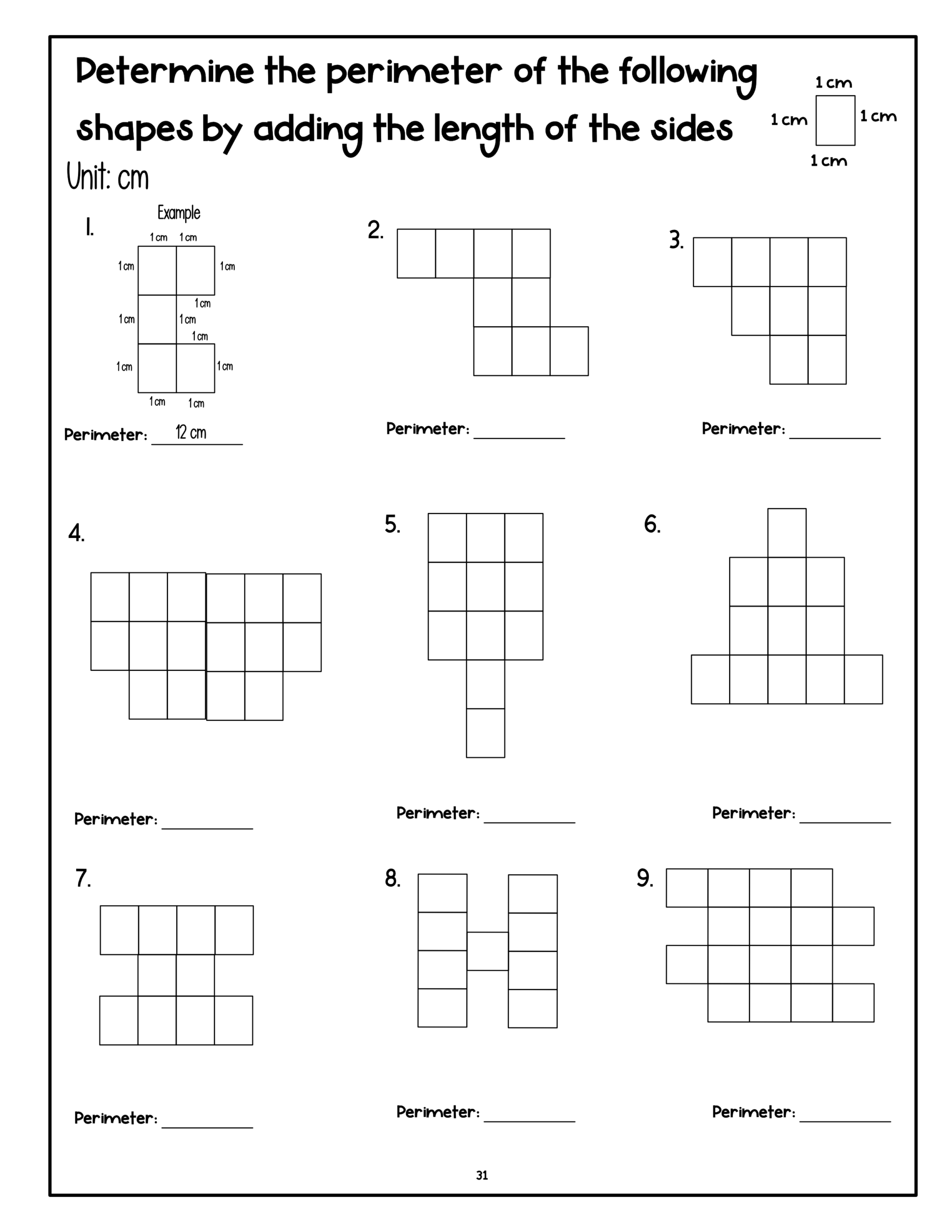 Measuring Perimeter Area: Geometry Math Practice Workbook - From Books ...