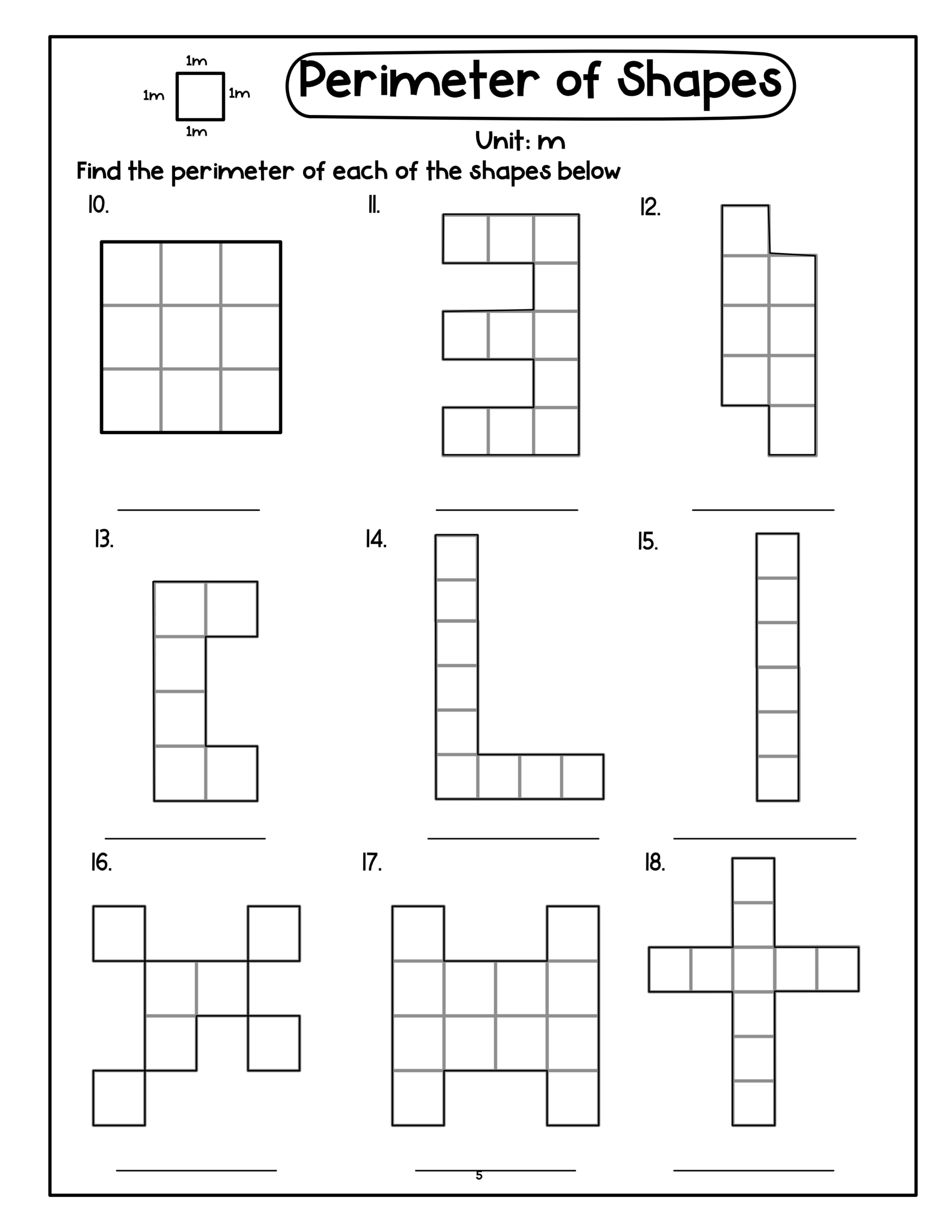 Measuring Perimeter Area: Geometry Math Practice Workbook - From Books ...