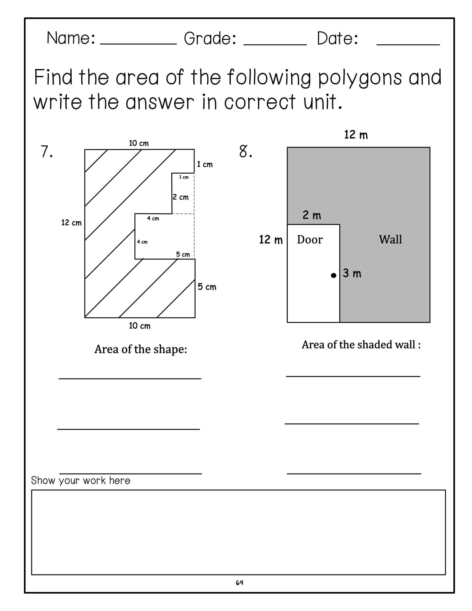Measuring Perimeter Area: Geometry Math Practice Workbook - From Books ...