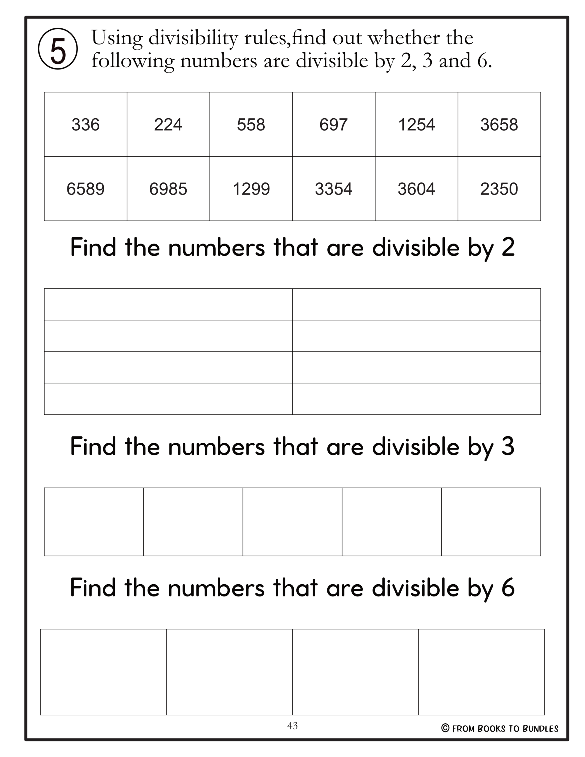 Comprehensive Practice to Divisibility Rules for Grades 4-6 - From ...