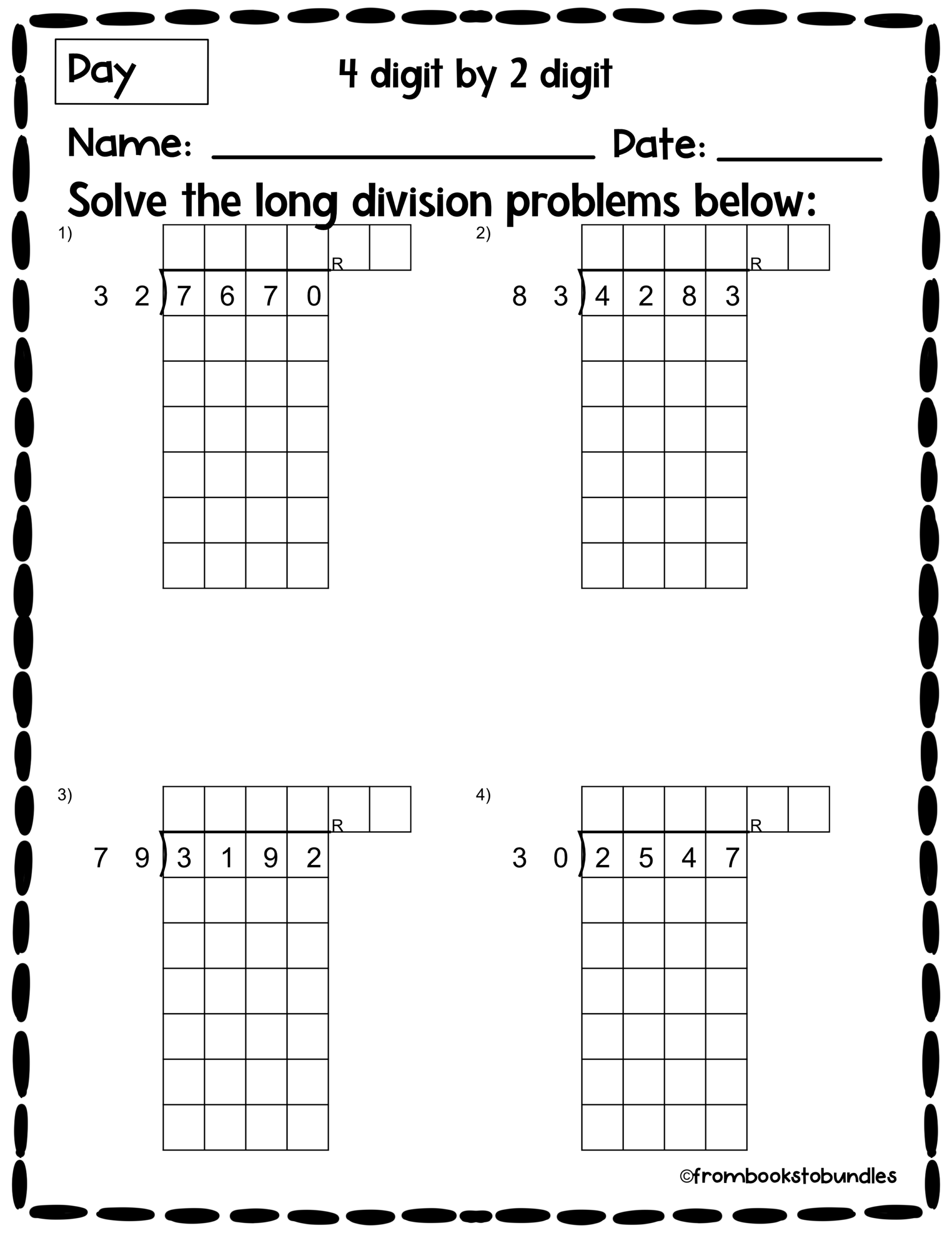 4.NBT.B.6|Learning Long Division Practice Worksheets for Grades 4-5 ...