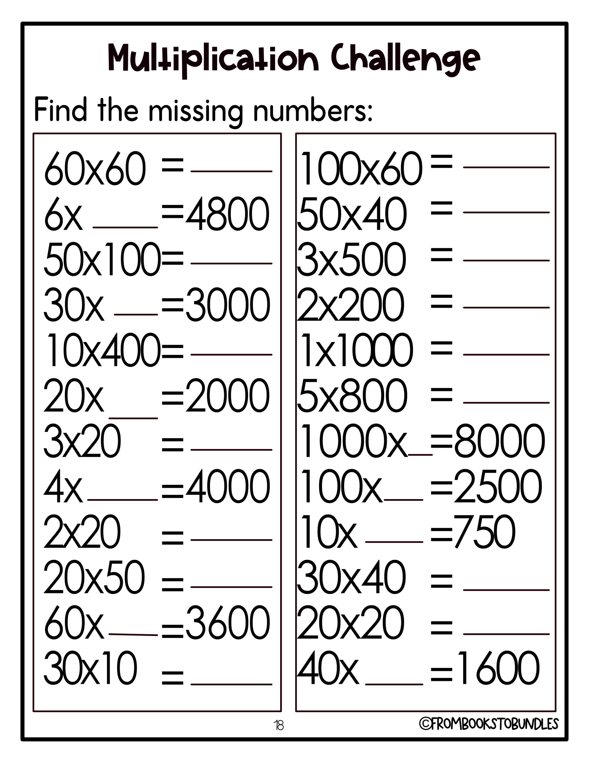 Multiplication Made Easy Worksheets for grades 3-5 - From Books To Bundles