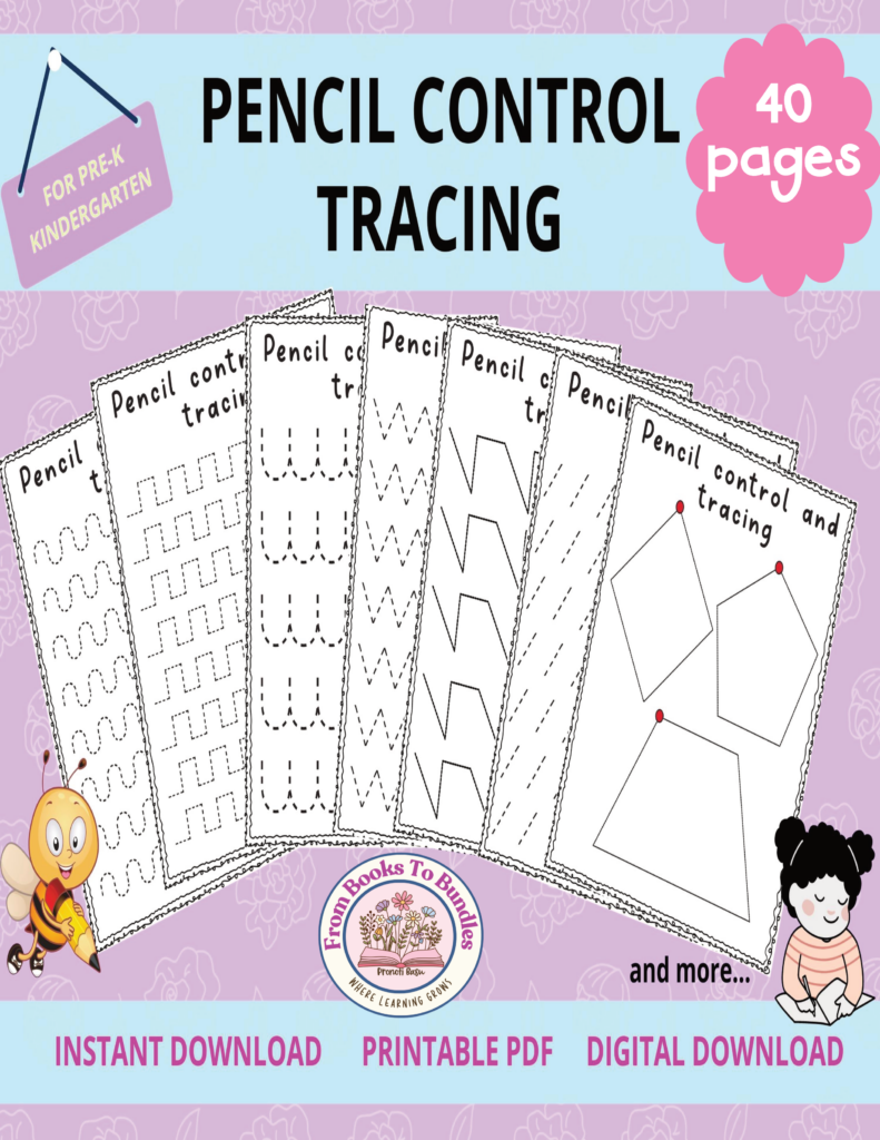 Pencil Control and Tracing Activity Worksheets for PreK-K Kids - From ...