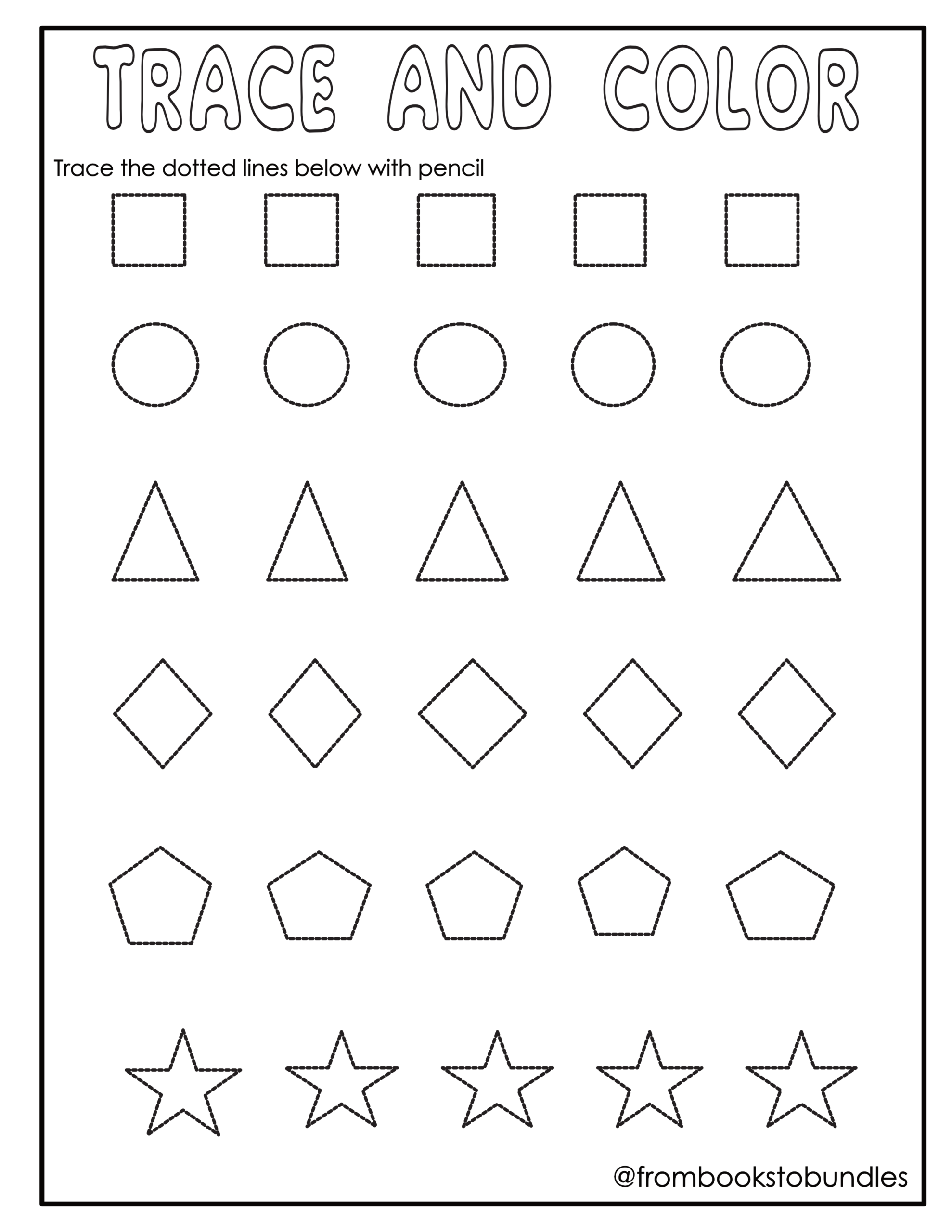 Pencil Control and Tracing Activity Worksheets for PreK-K Kids - From ...