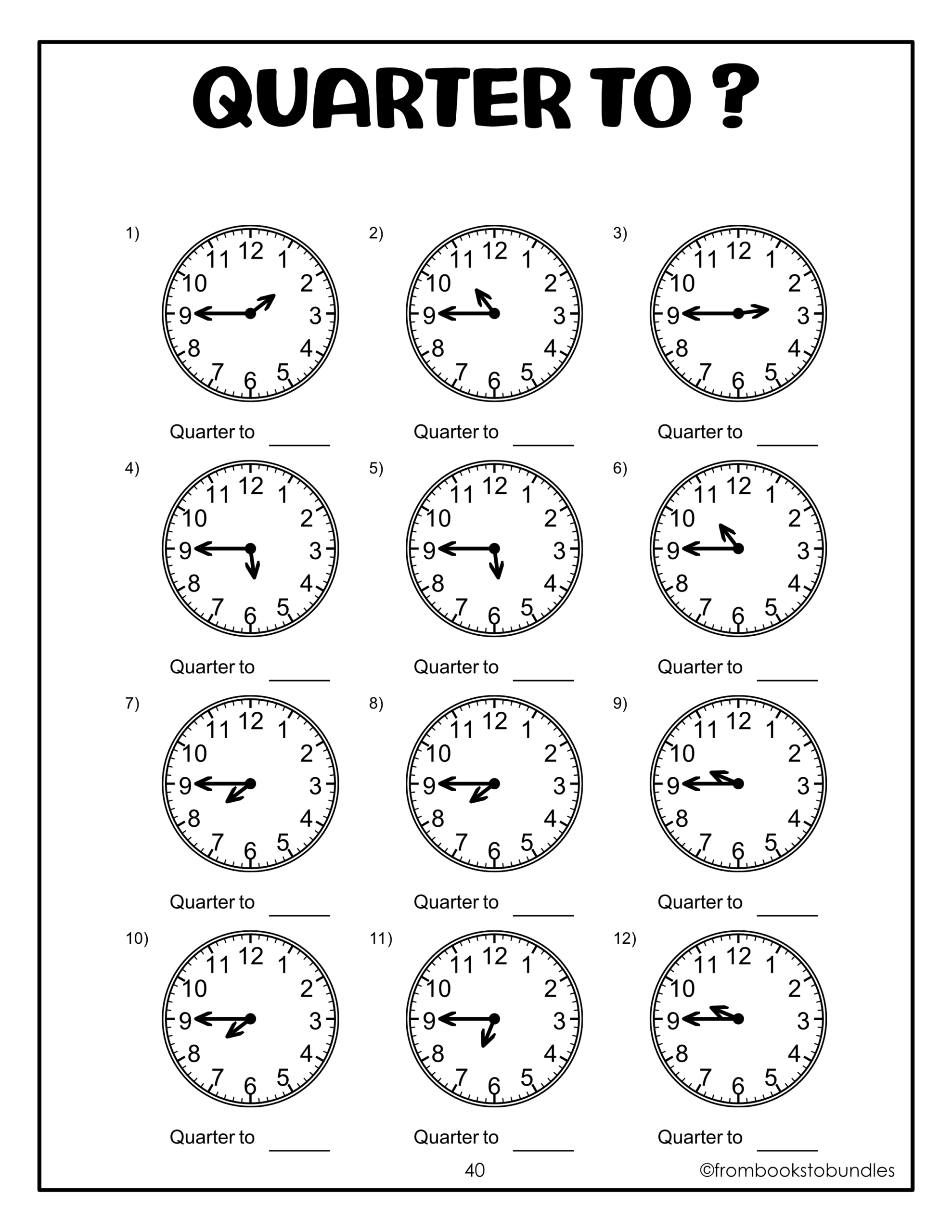 Telling Time Worksheets for Grades 1–2 - From Books To Bundles