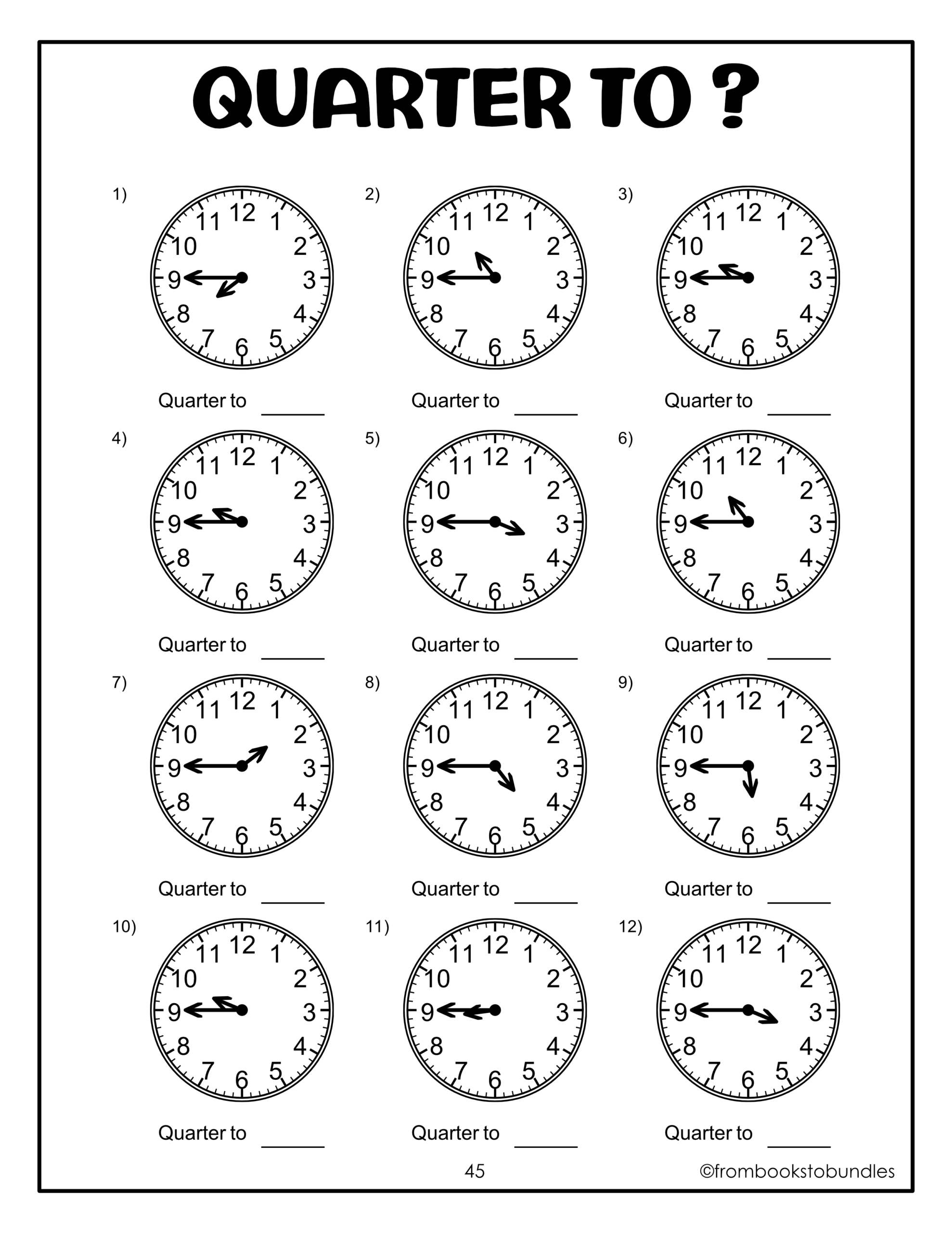 Telling Time Worksheets for Grades 1–2 - From Books To Bundles