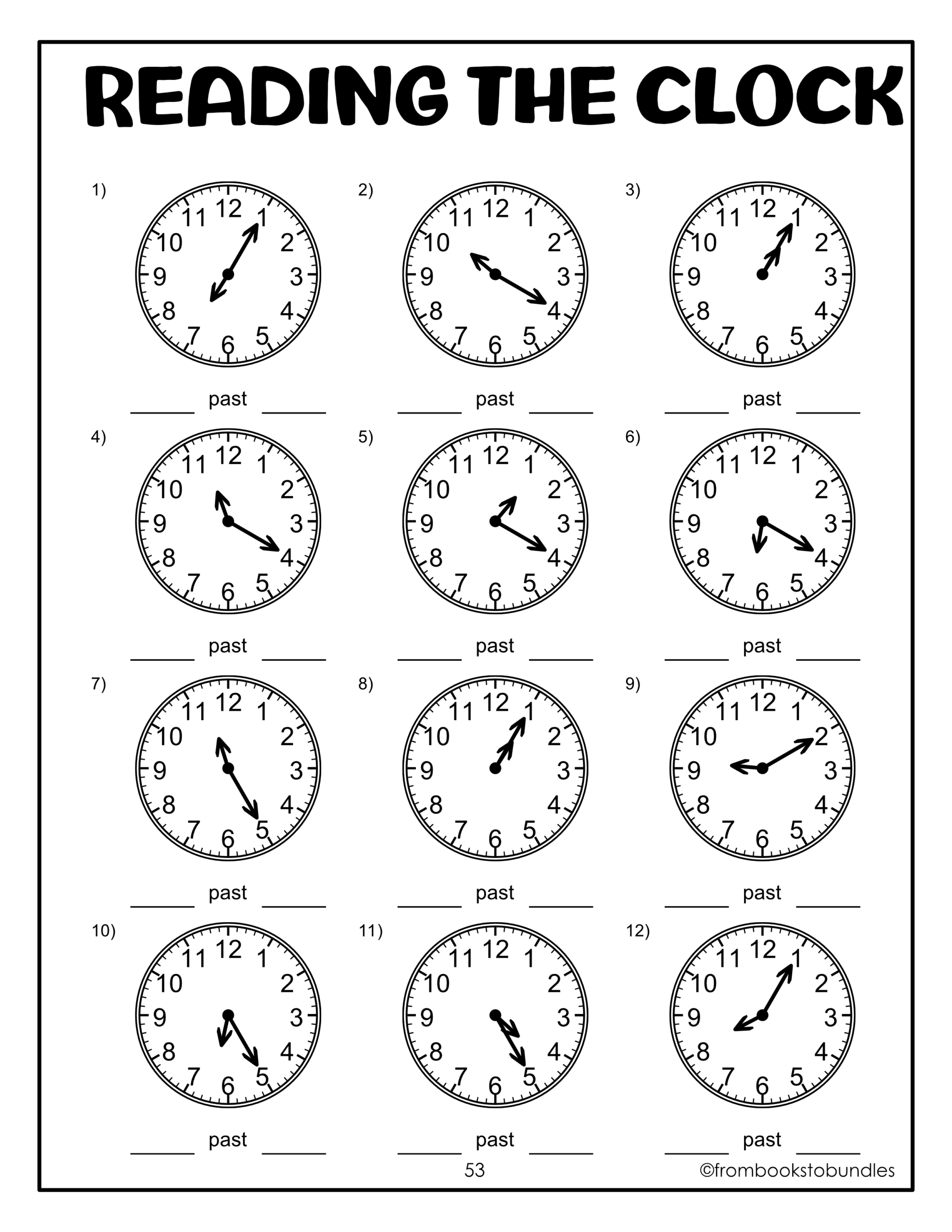 Telling Time Worksheets for Grades 1–2 - From Books To Bundles