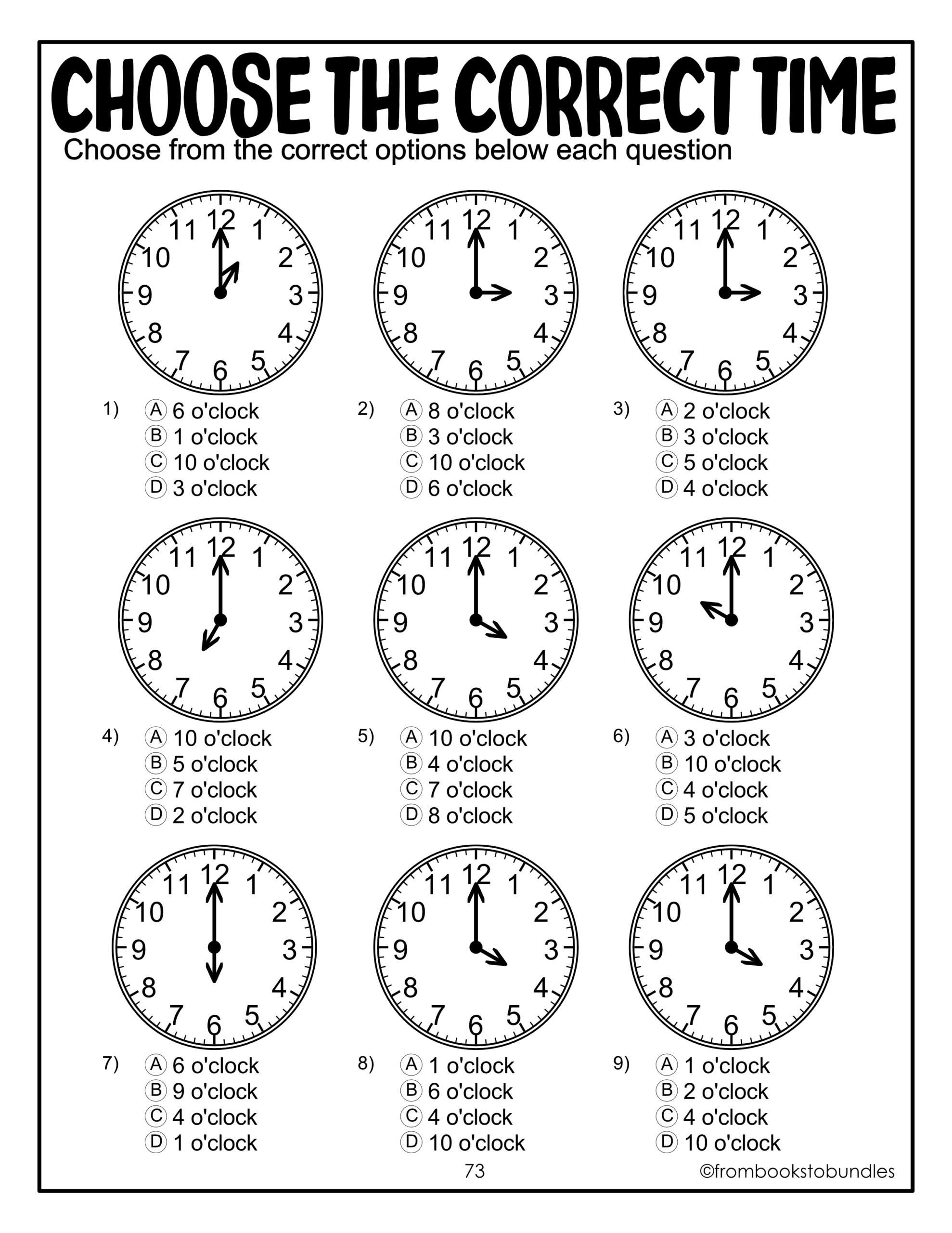 Telling Time Worksheets for Grades 1–2 - From Books To Bundles
