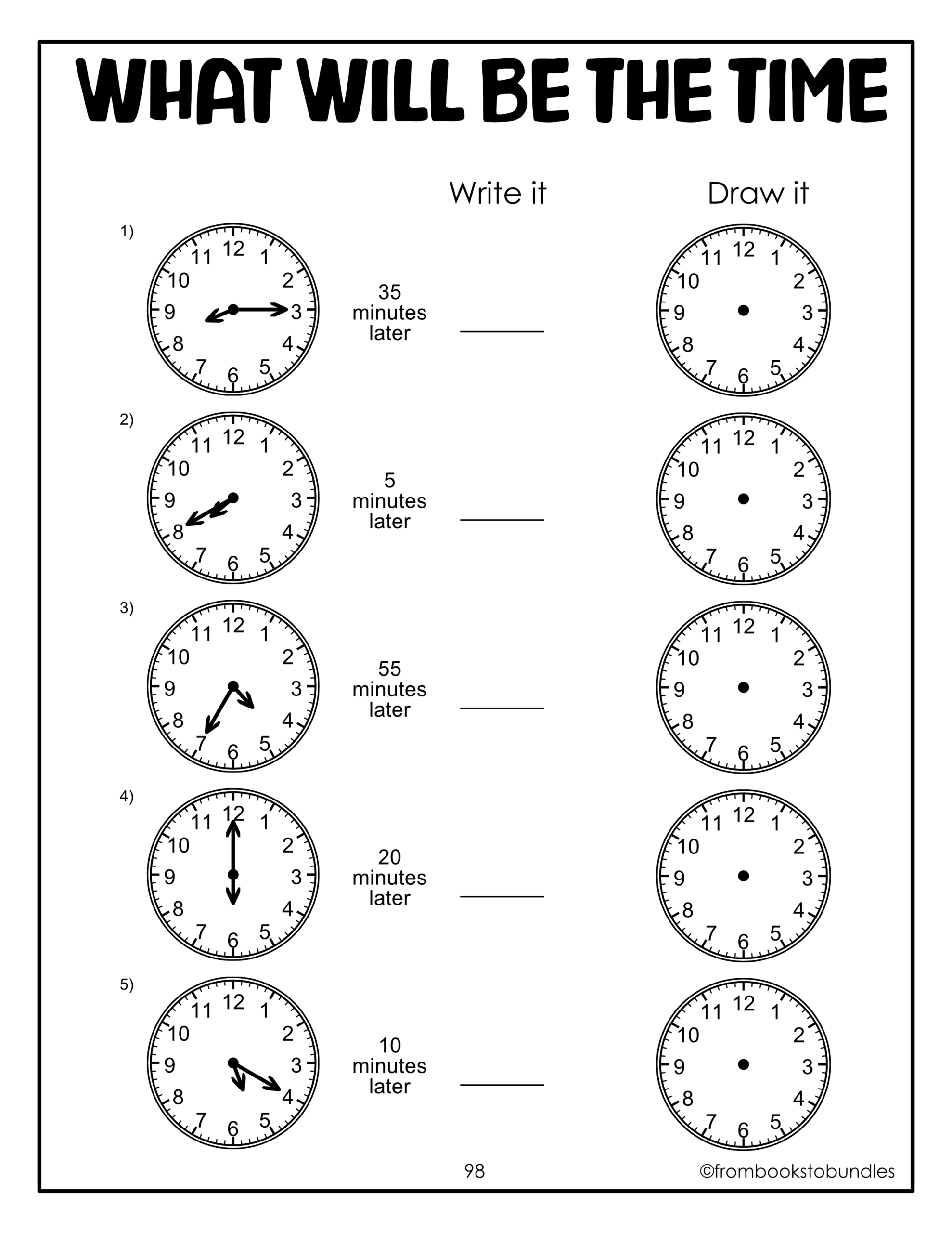 Telling Time Worksheets for Grades 1–2 - From Books To Bundles